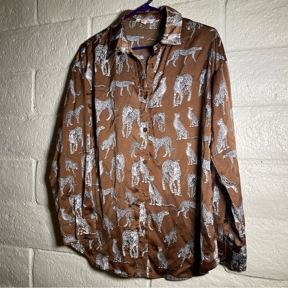 Mazik | Tops | Mazik Cheetah Button Down Long Sleeve Top | Poshmark